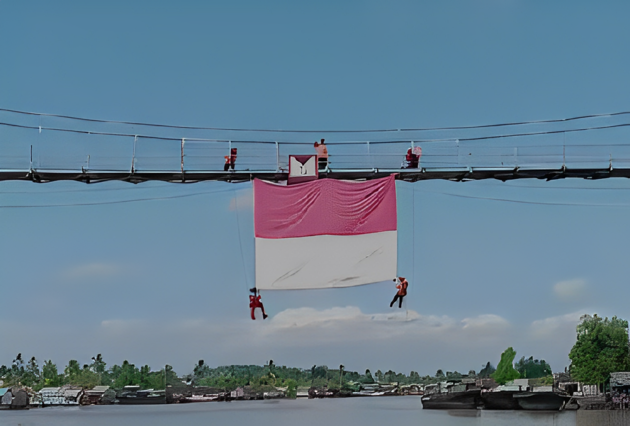 Merah Putih Berkibar di Jembatan Pulau Bromo Banjarmasin – KalselHits.com